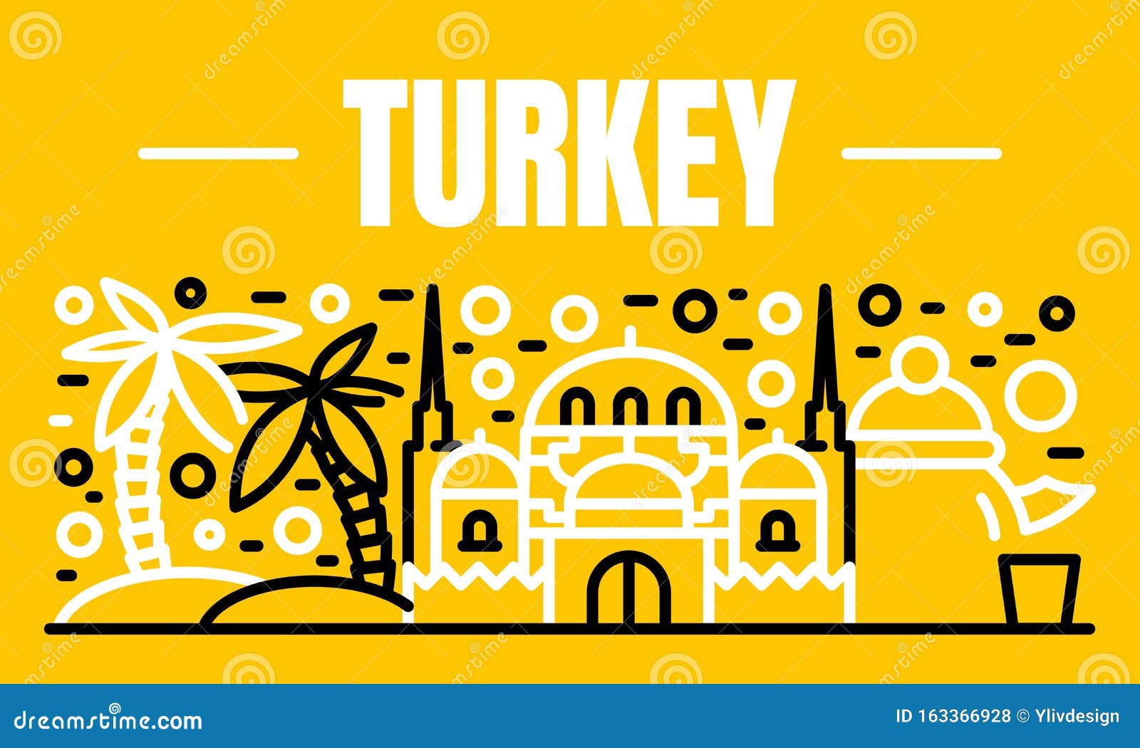 Turkey Banner, Outline Style Stock Vector - Illustration of line ...