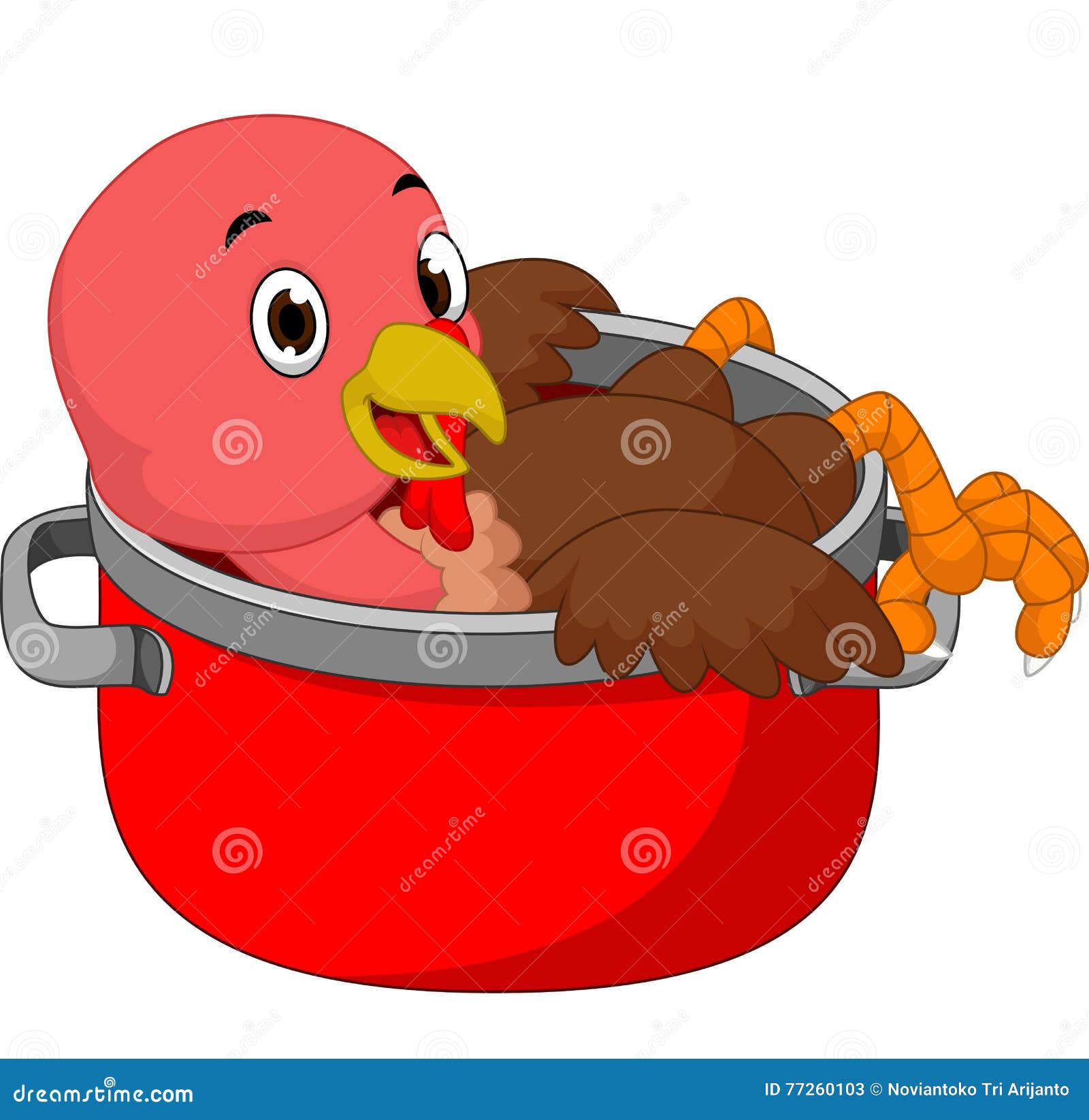 Turkey bird cartoon stock vector. Illustration of saucepan - 77260103