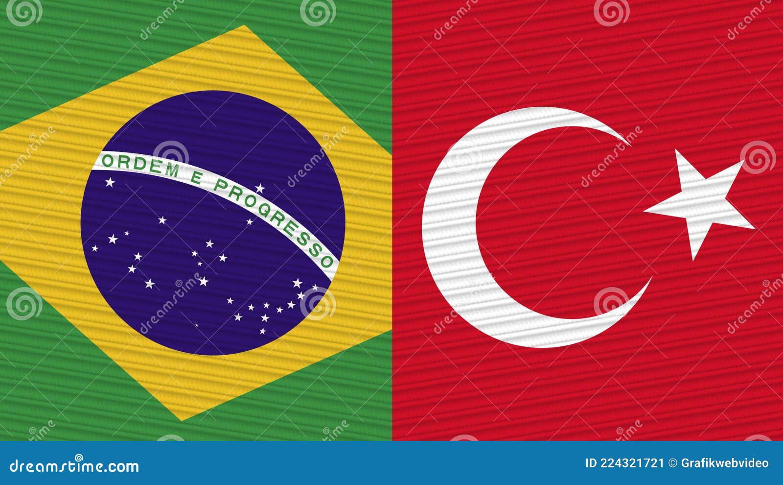 Turkey and Brazil Two Half Flags Together Stock Illustration ...