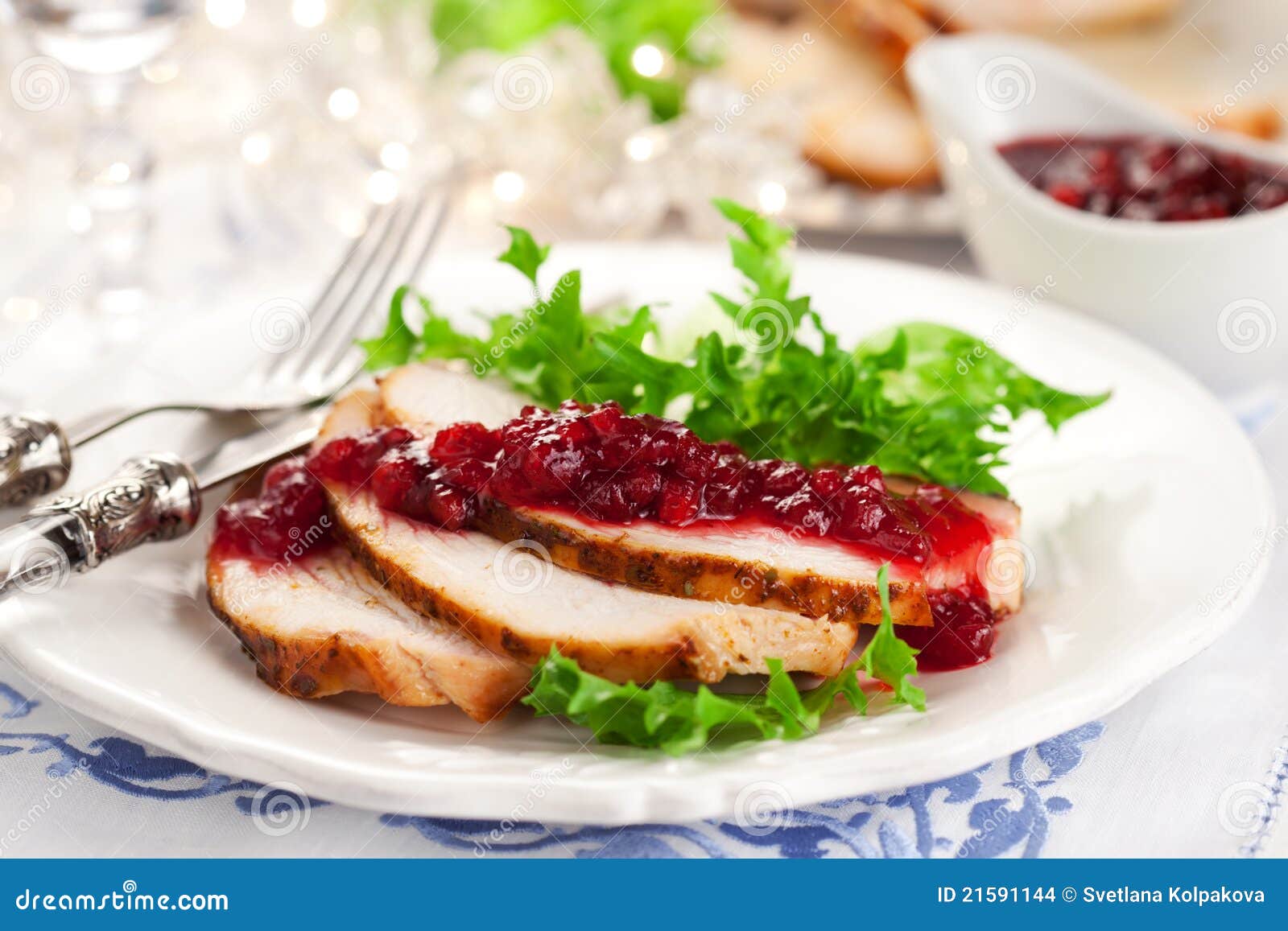 Turkey Breast with Cranberry Sauce Stock Photo - Image of berry, focus ...
