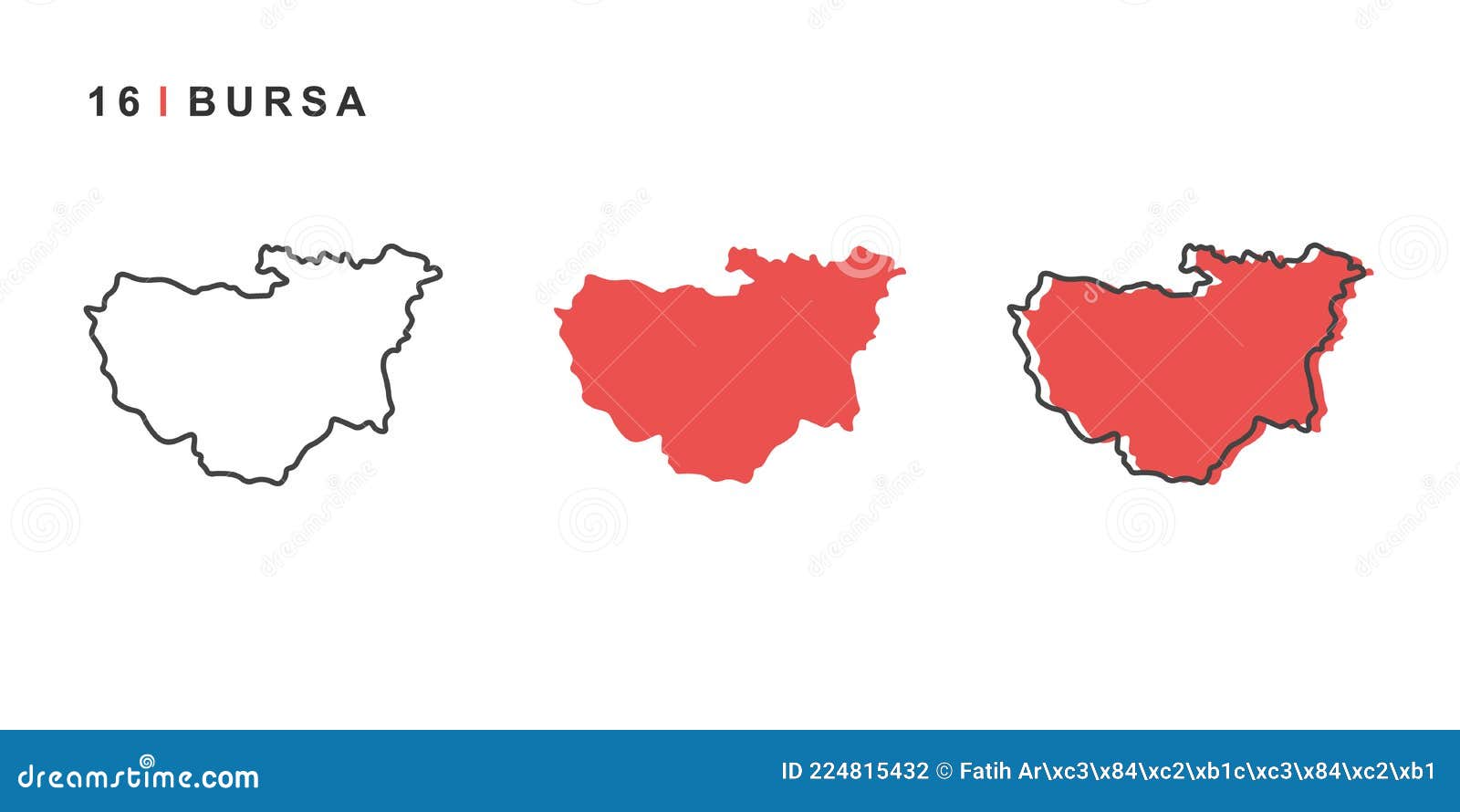 Turkey, Bursa City Map. Simple Vector Illustration Isolated on a White ...