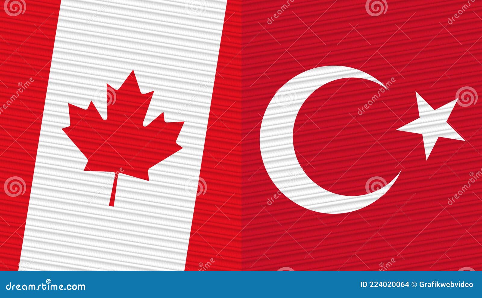 Turkey and Canada Flags Together Fabric Texture Illustration Stock ...