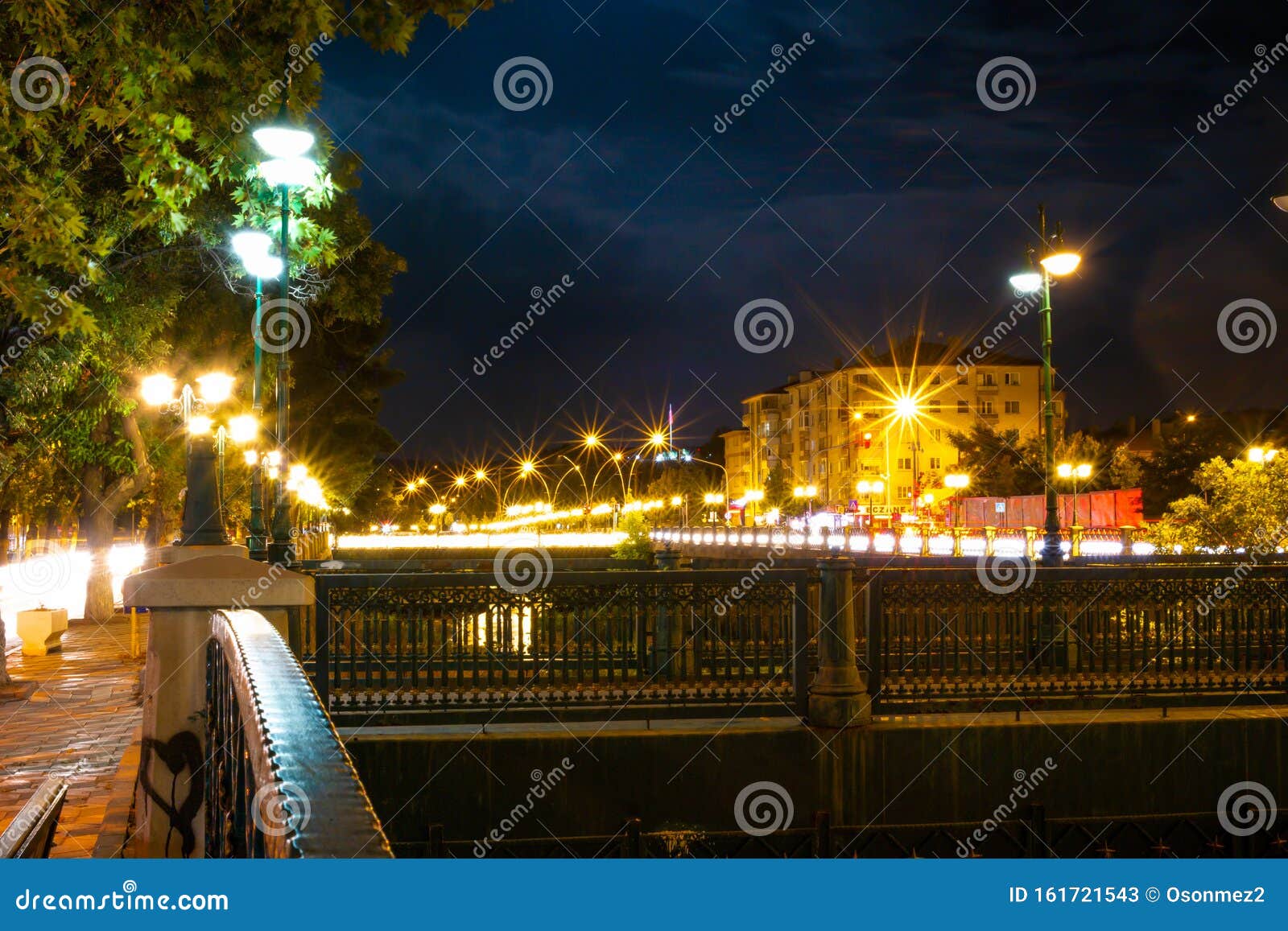 Turkey, Cankiri Central Riverside Night View Stock Image - Image of ...