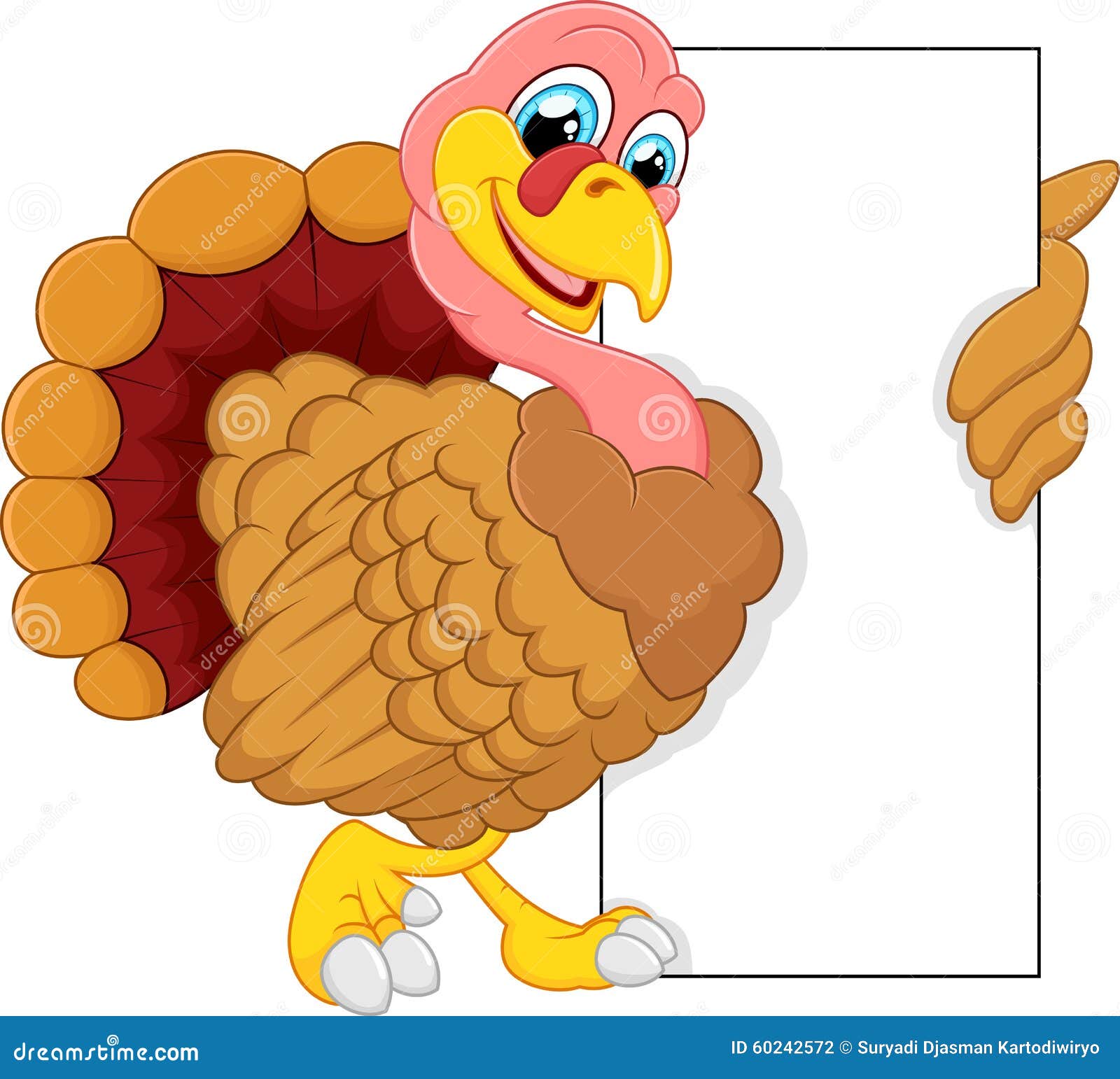 Turkey Cartoon with Blank Sign Stock Illustration - Illustration of ...
