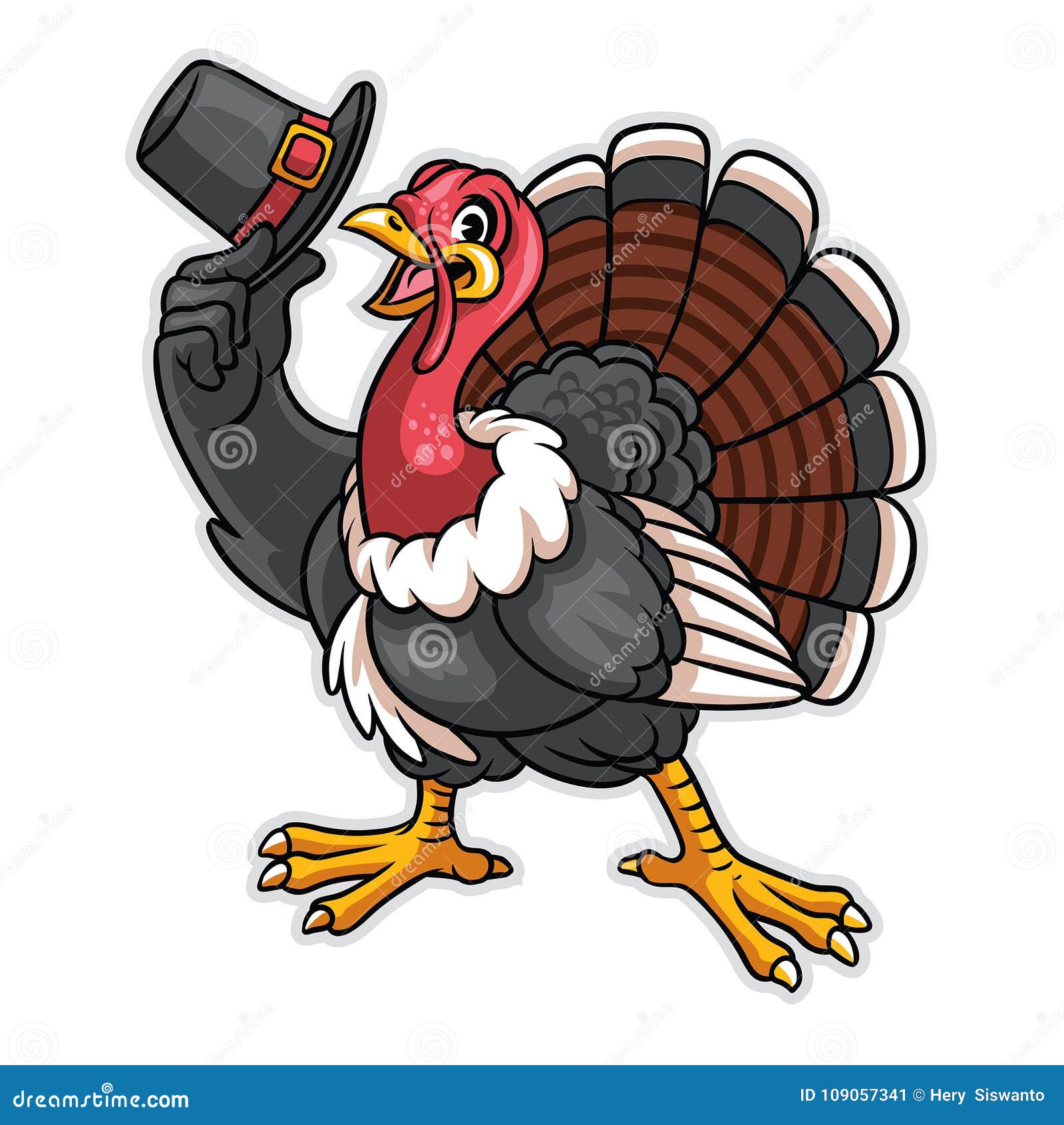 Turkey Cartoon Character Hold the Hat Stock Vector - Illustration of ...