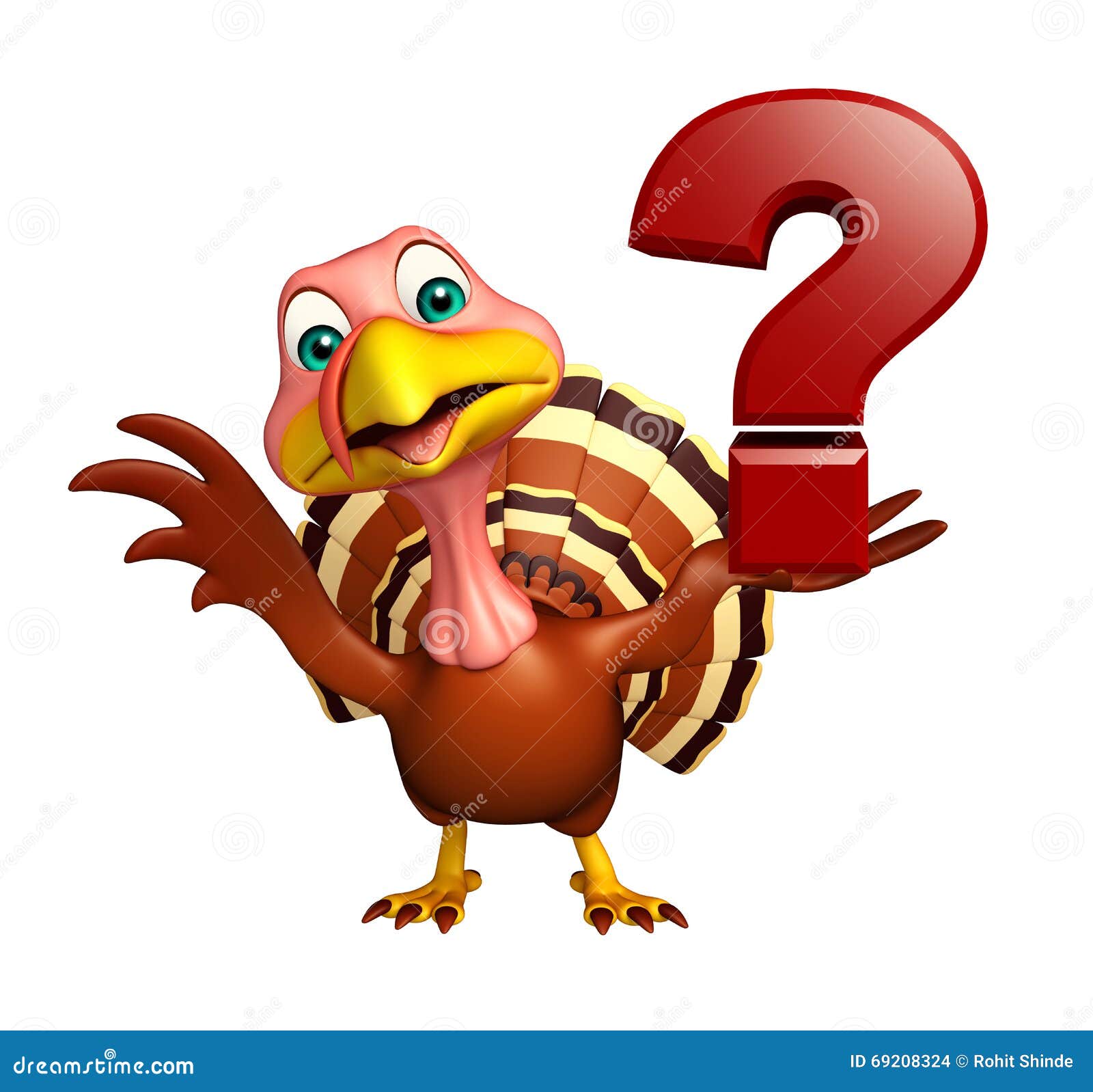 Turkey Cartoon Character with Question Sign Stock Illustration ...