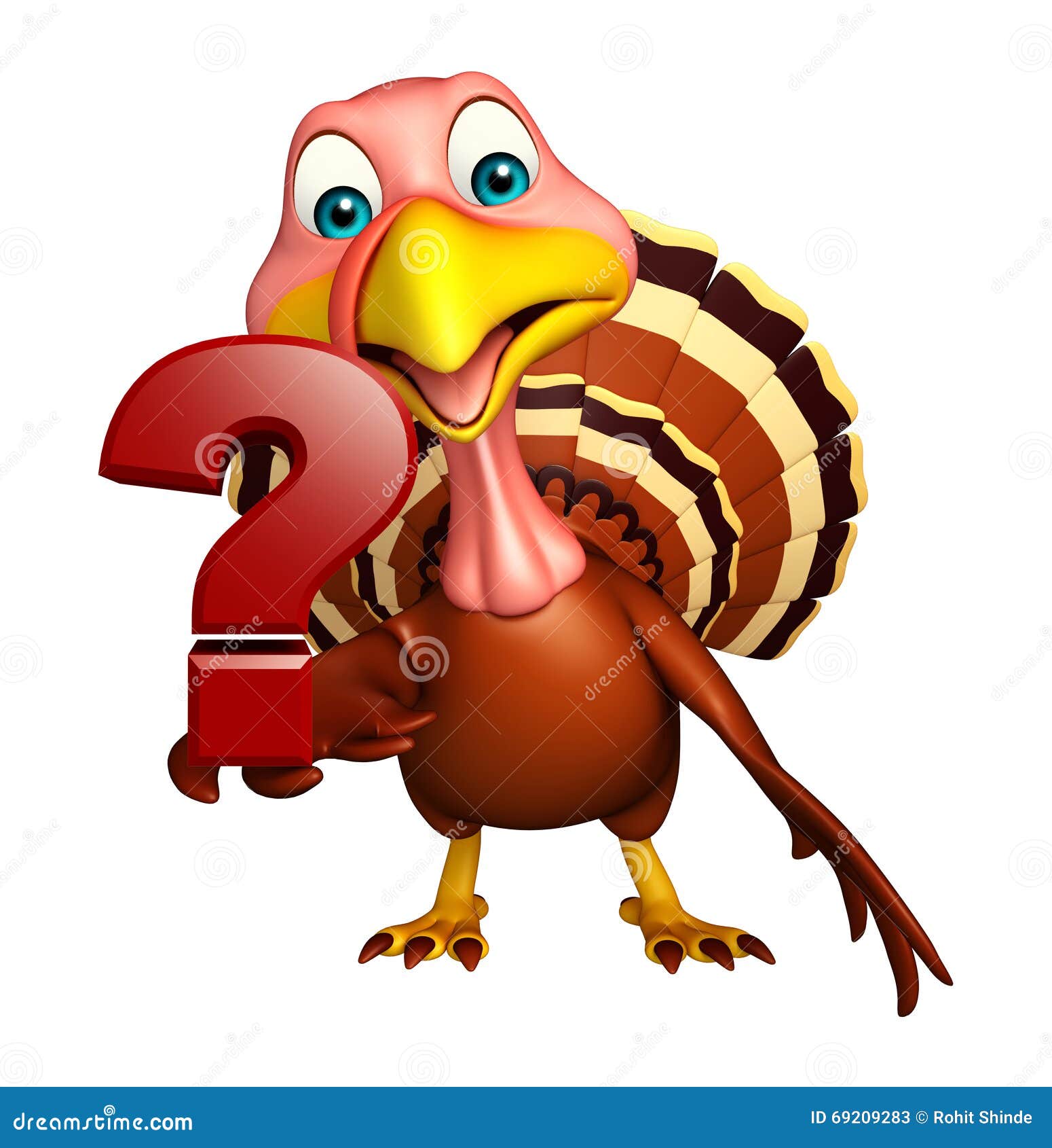 Turkey Cartoon Character with Question Sign Stock Illustration ...