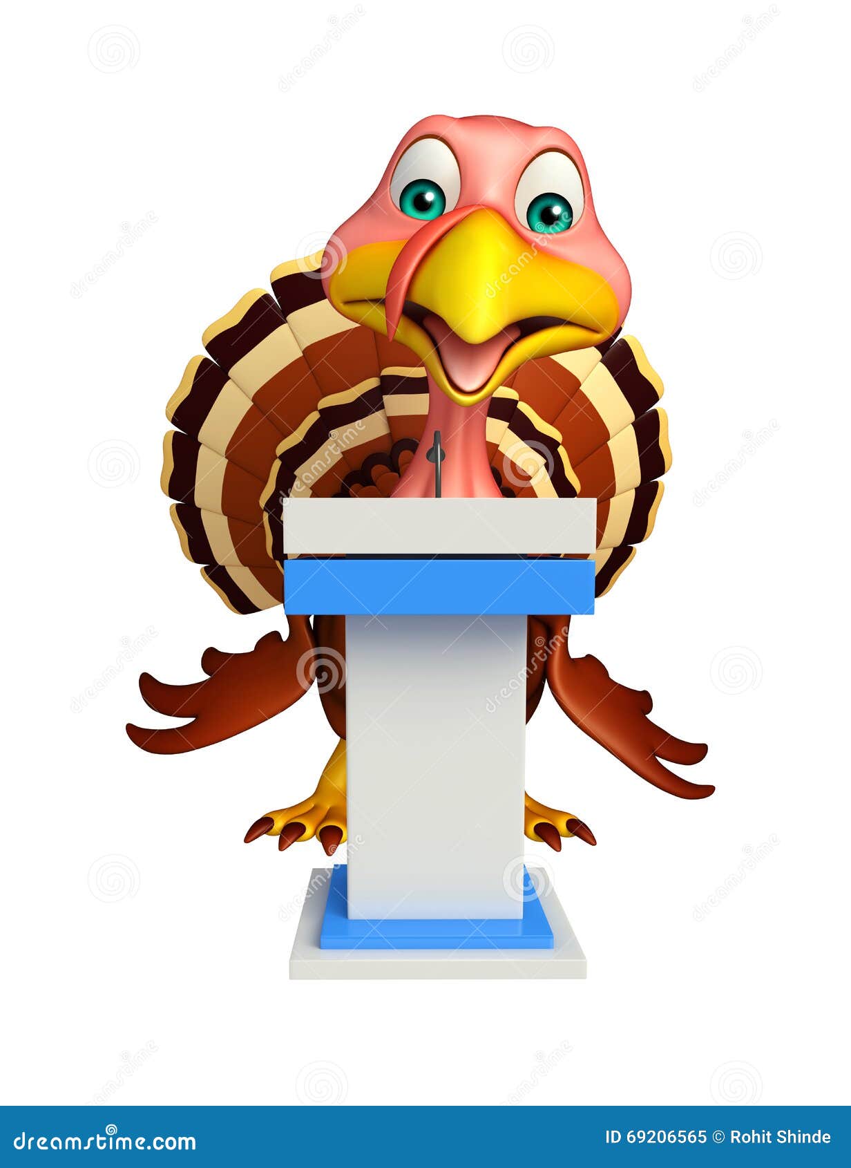 Turkey Cartoon Character with Speech Stage Stock Illustration ...