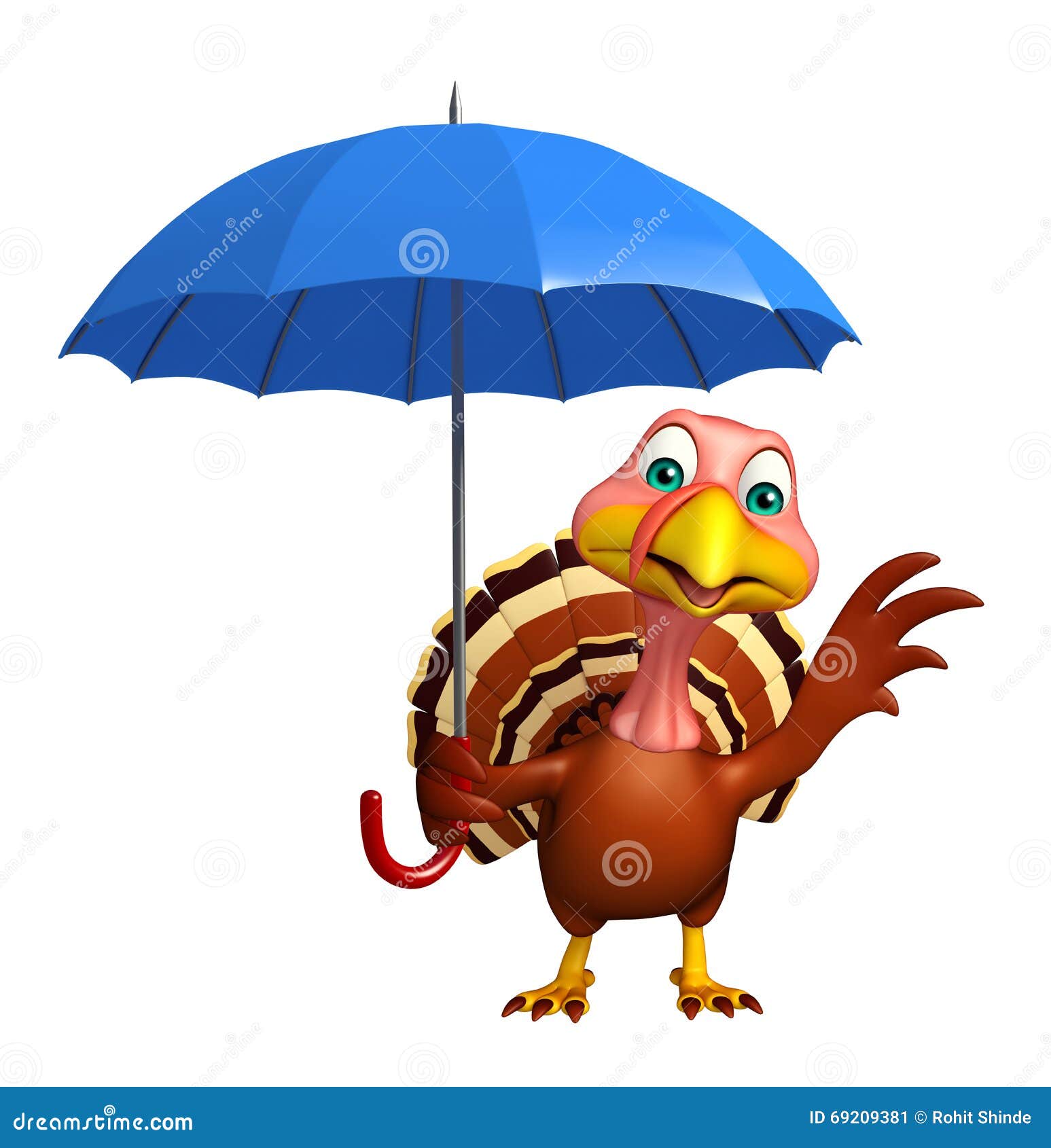 Turkey Cartoon Character with Umbrella Stock Illustration ...