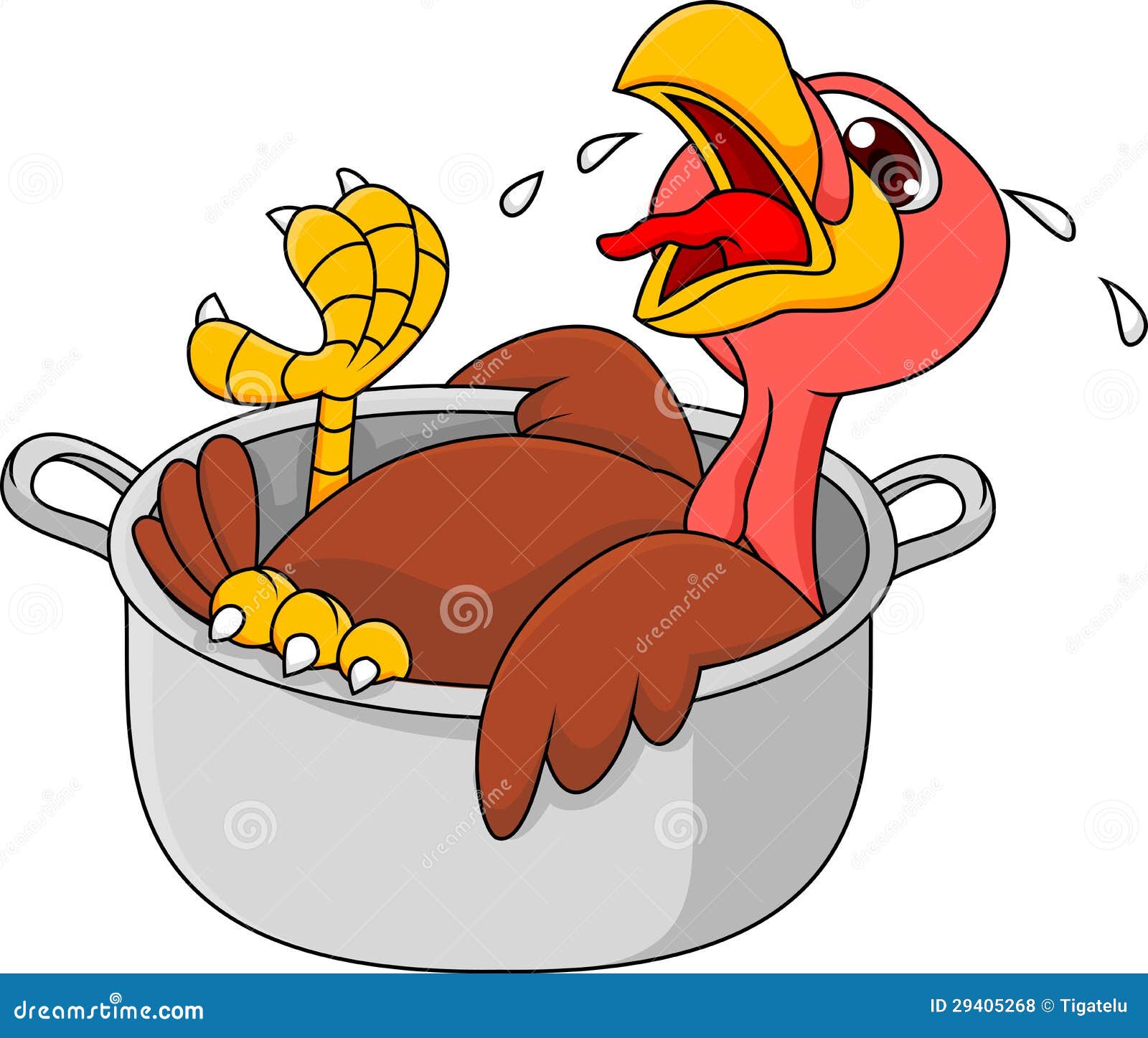 Turkey Cartoon in the Saucepan Stock Vector - Illustration of holiday ...
