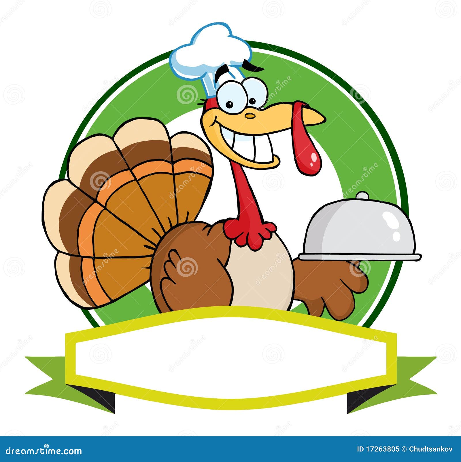 Turkey Chef Serving a Platter Banner Stock Vector - Illustration of ...