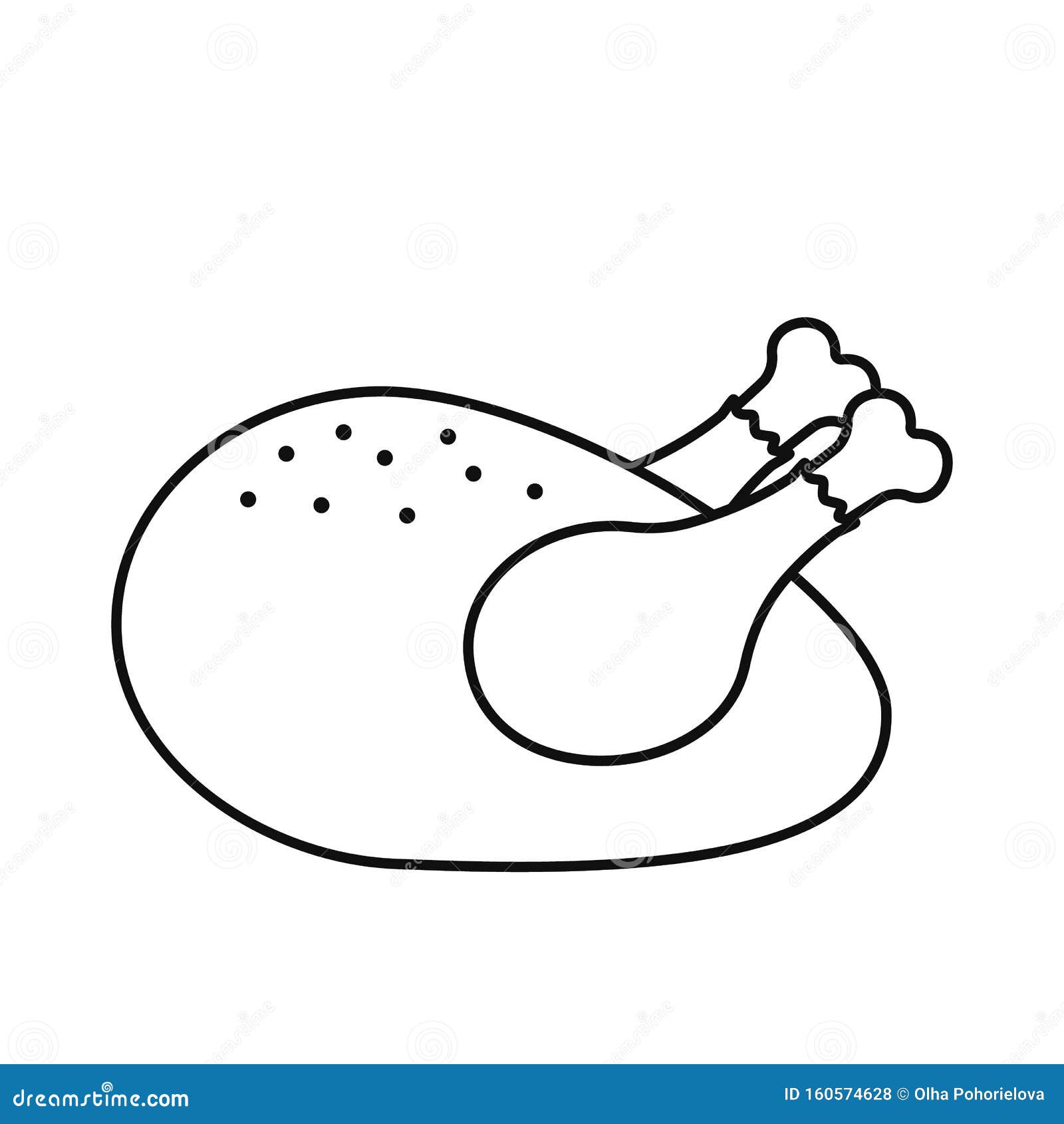 Turkey or Chicken Carcass in Linear Style. Silhouette of a Poultry ...