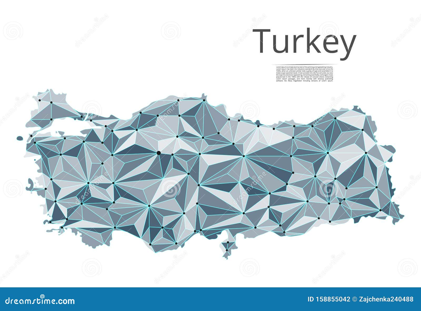 Turkey Communication Network Map. Vector Low Poly Image of a Global Map ...