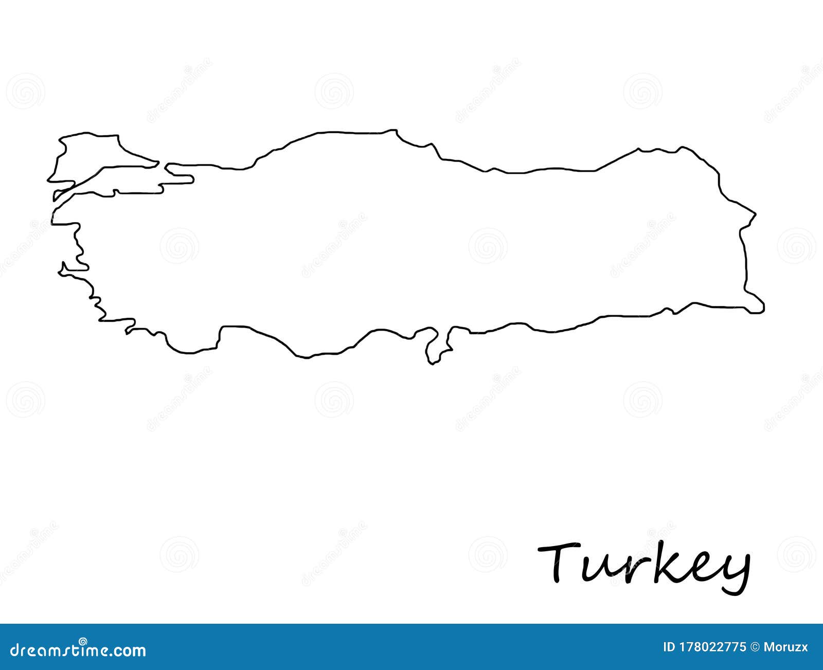 Turkey Country Borders Shape Contour Stock Illustration - Illustration ...
