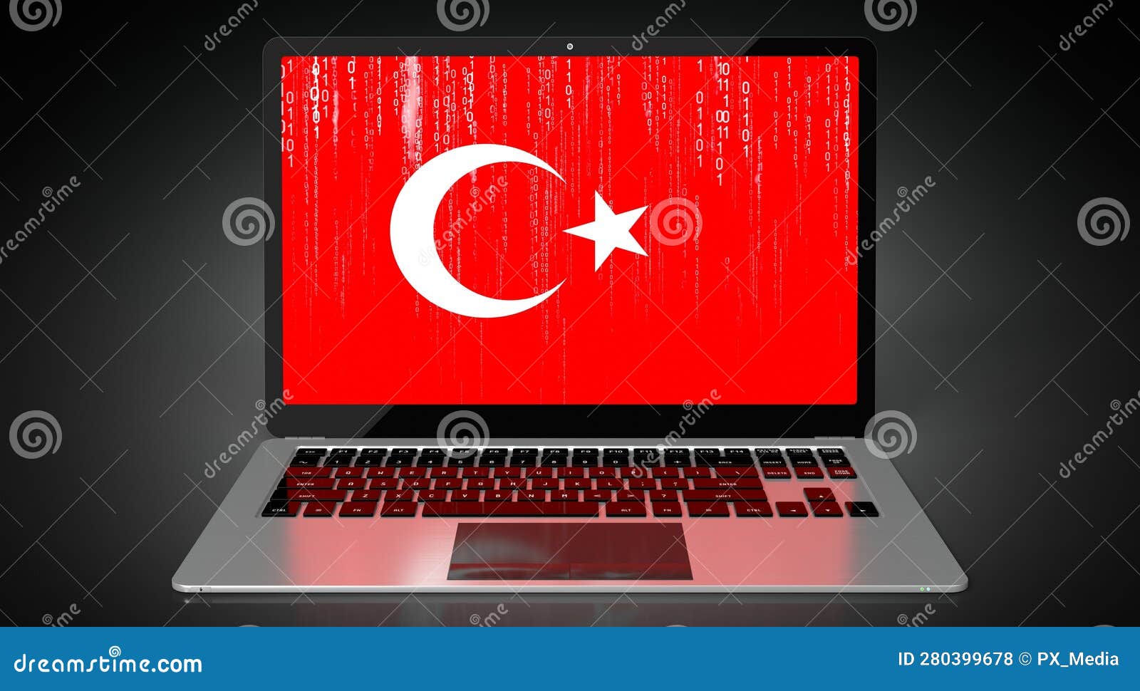 Turkey - Country Flag and Binary Code on Laptop Screen Stock ...