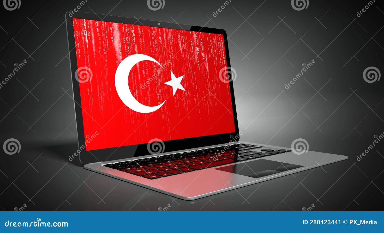 Turkey - Country Flag and Binary Code on Laptop Screen Stock ...