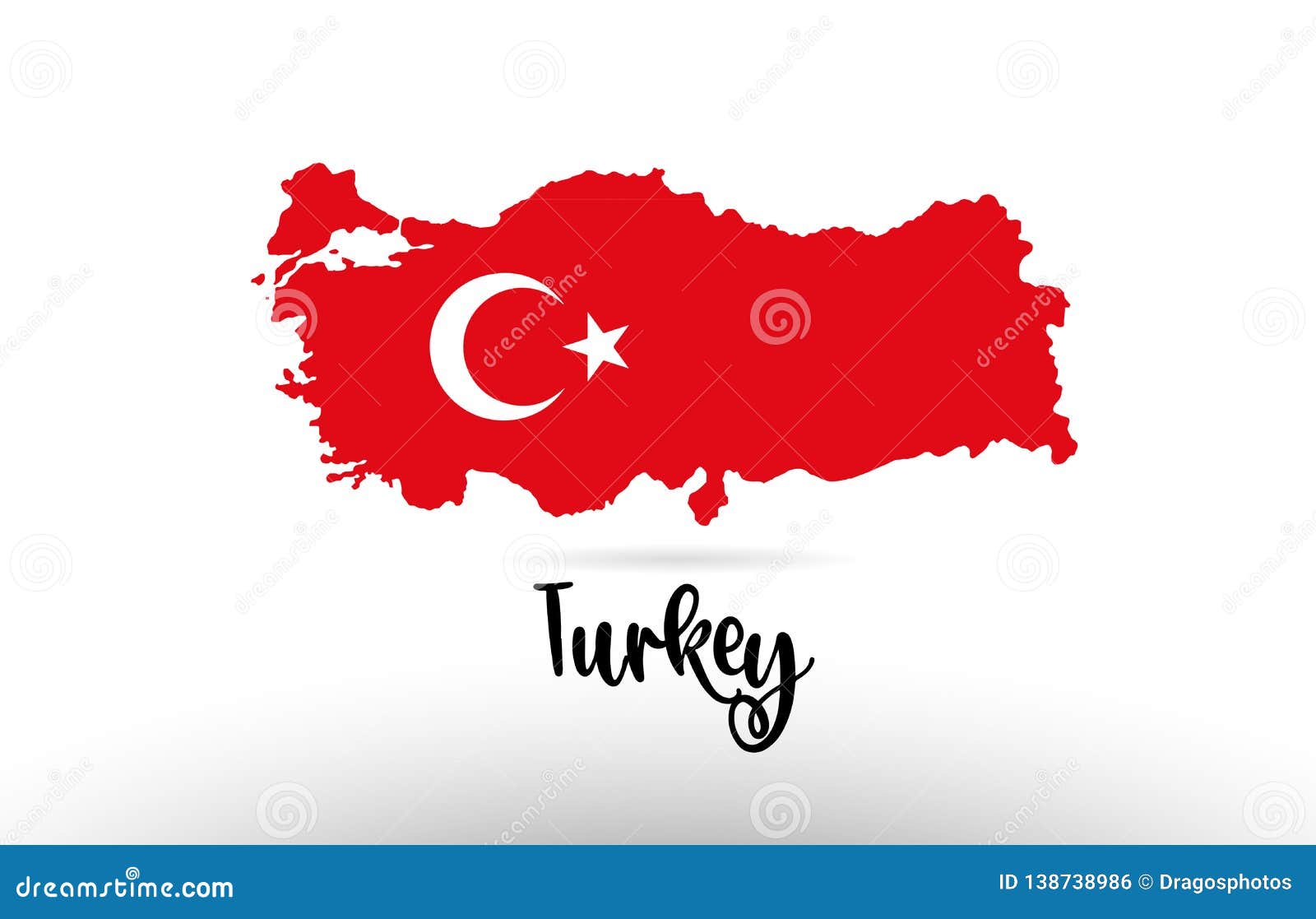 Turkey Country Flag Inside Map Contour Design Icon Logo Stock Vector ...