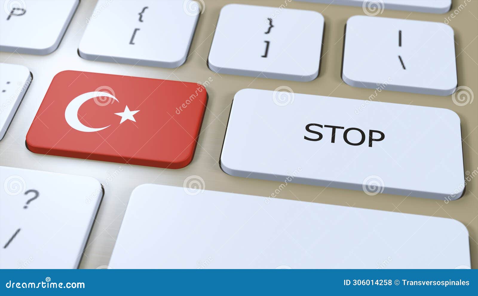 Turkey Country Flag and Stop Button 3D Illustration Stock Illustration ...