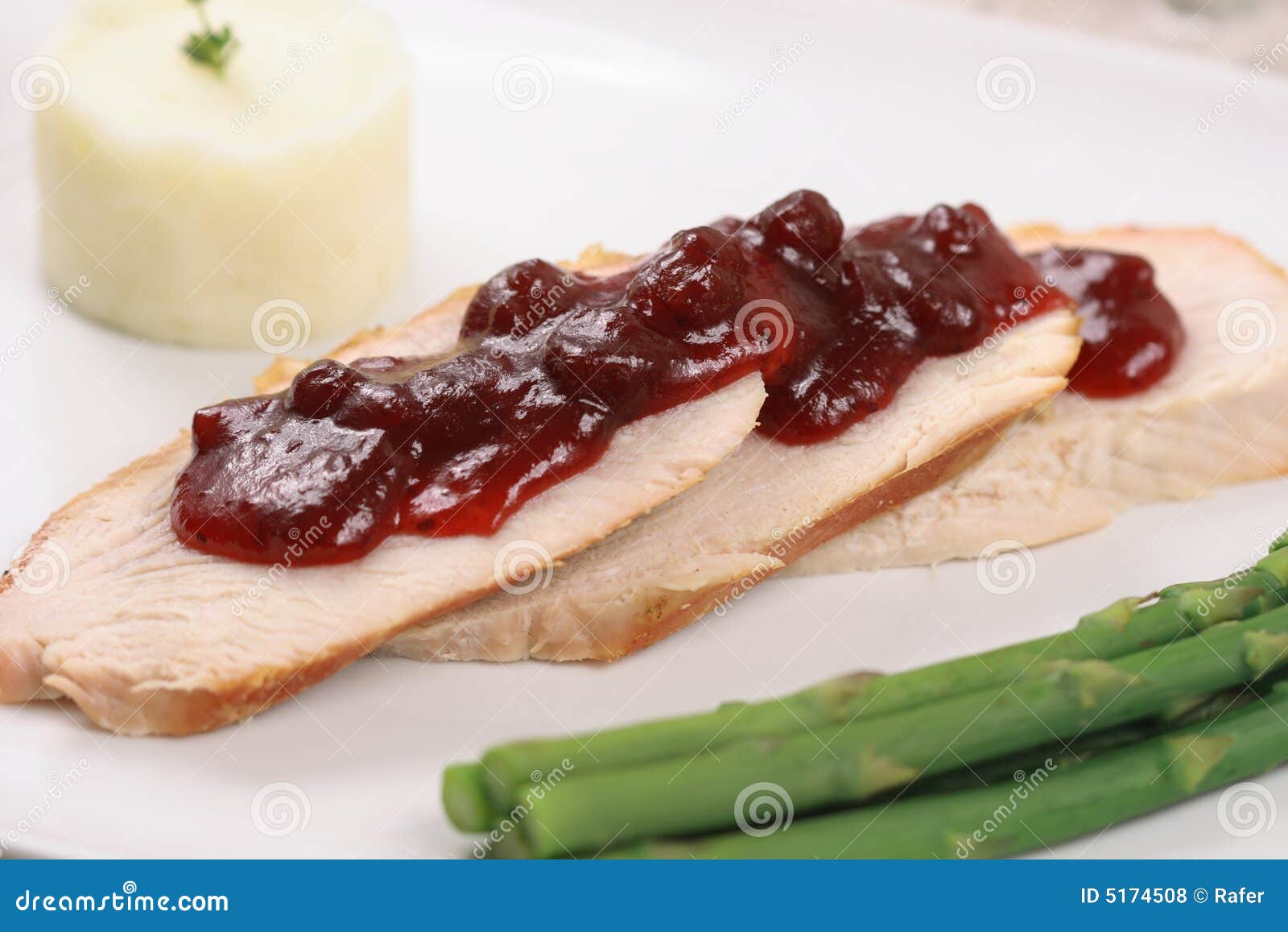 Turkey with Cranberry Sauce Stock Photo - Image of edible, grilling ...