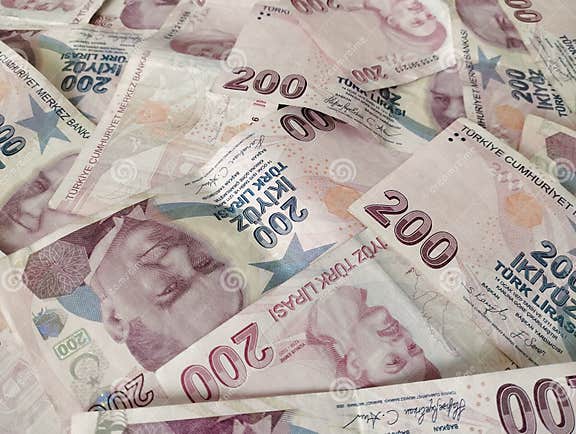 Turkey Currency Counting and Sorting Stock Image - Image of spread ...
