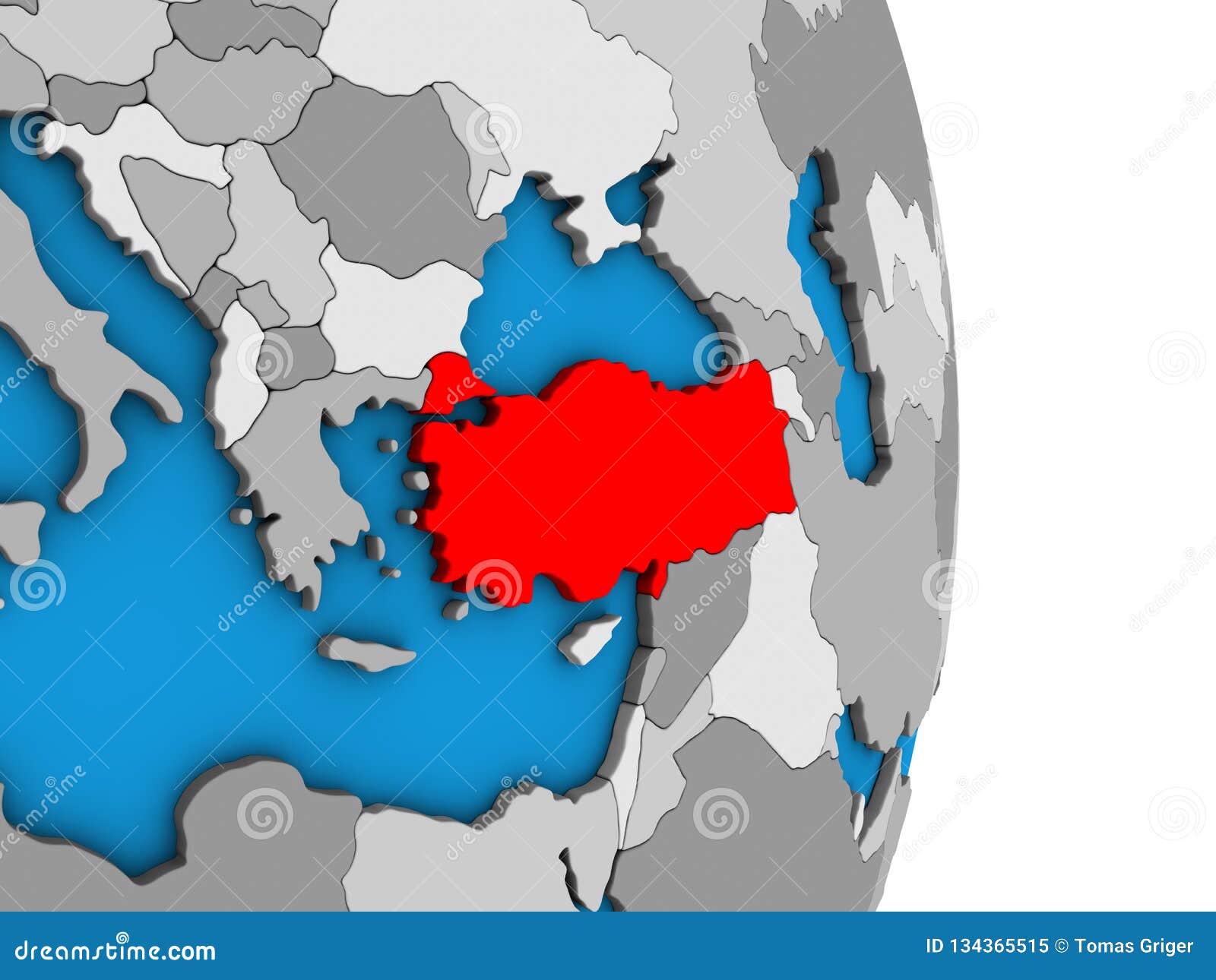 Turkey on 3D globe stock illustration. Illustration of country - 134365515