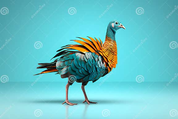 Turkey 3d Render on Turquoise Background Stock Illustration ...