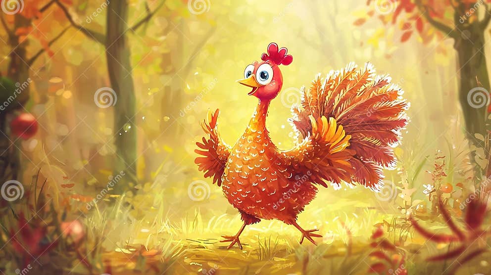 Turkey Dancing in the Forest Stock Illustration - Illustration of ...