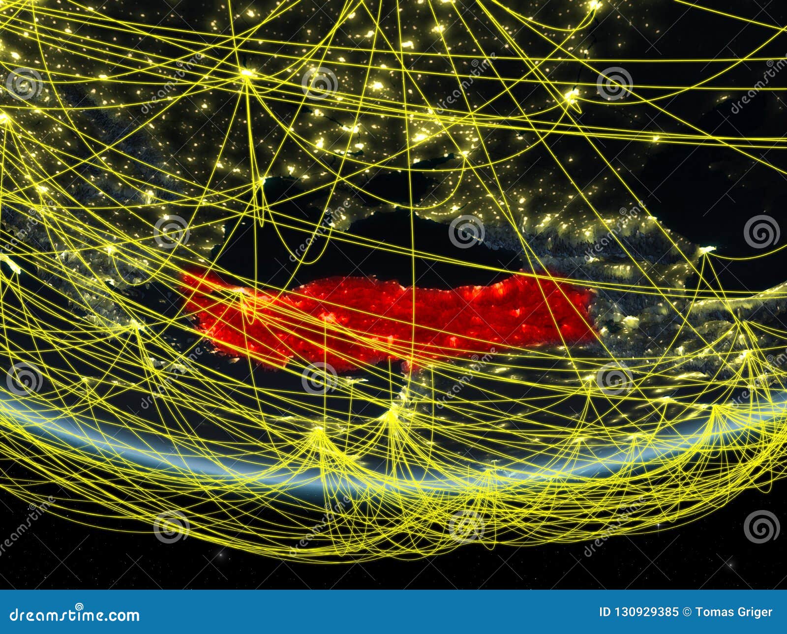 Turkey on Dark Earth with Network Stock Illustration - Illustration of ...
