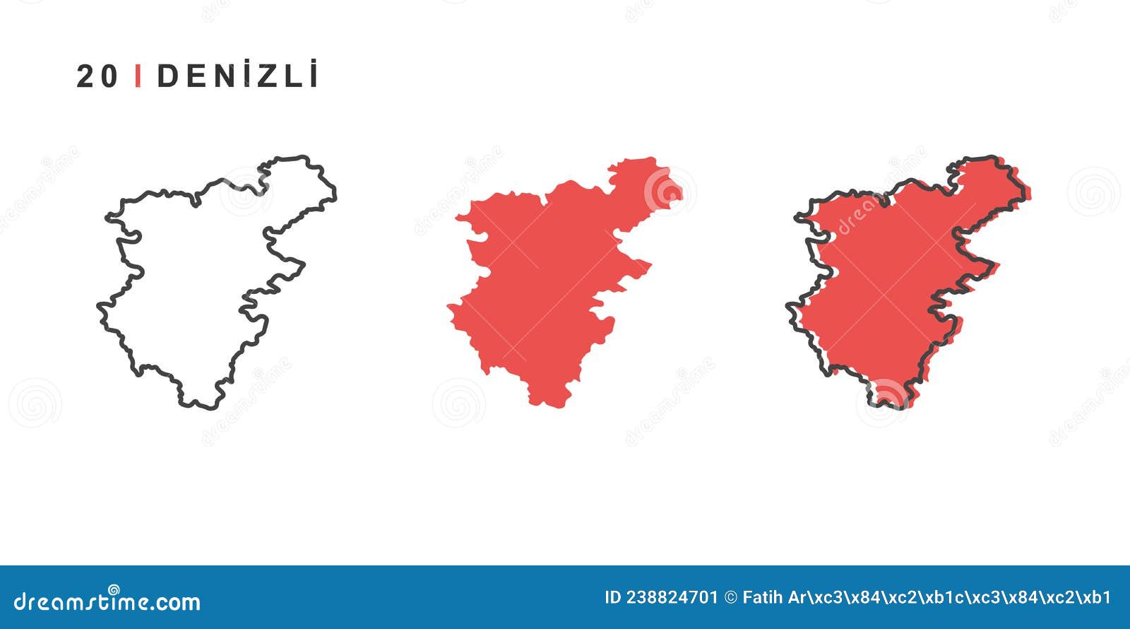 Denizli City Republic Of Turkey, Aegean Region Map Vector Illustration ...