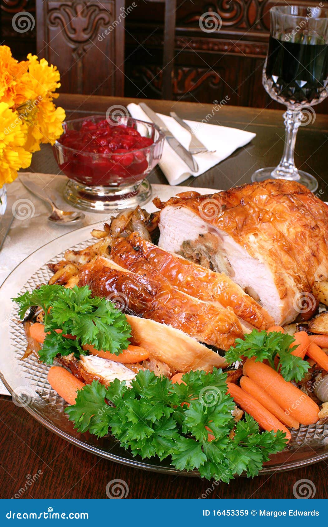 Turkey dinner stock image. Image of parsley, cranberry - 16453359