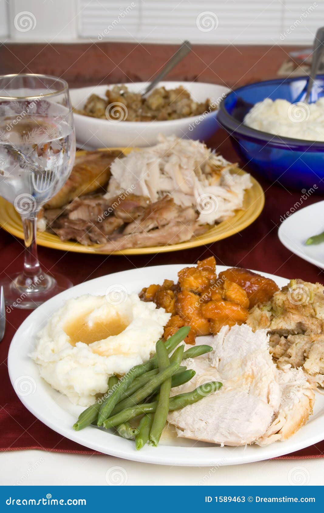 Turkey Dinner on the Table stock image. Image of festive - 1589463