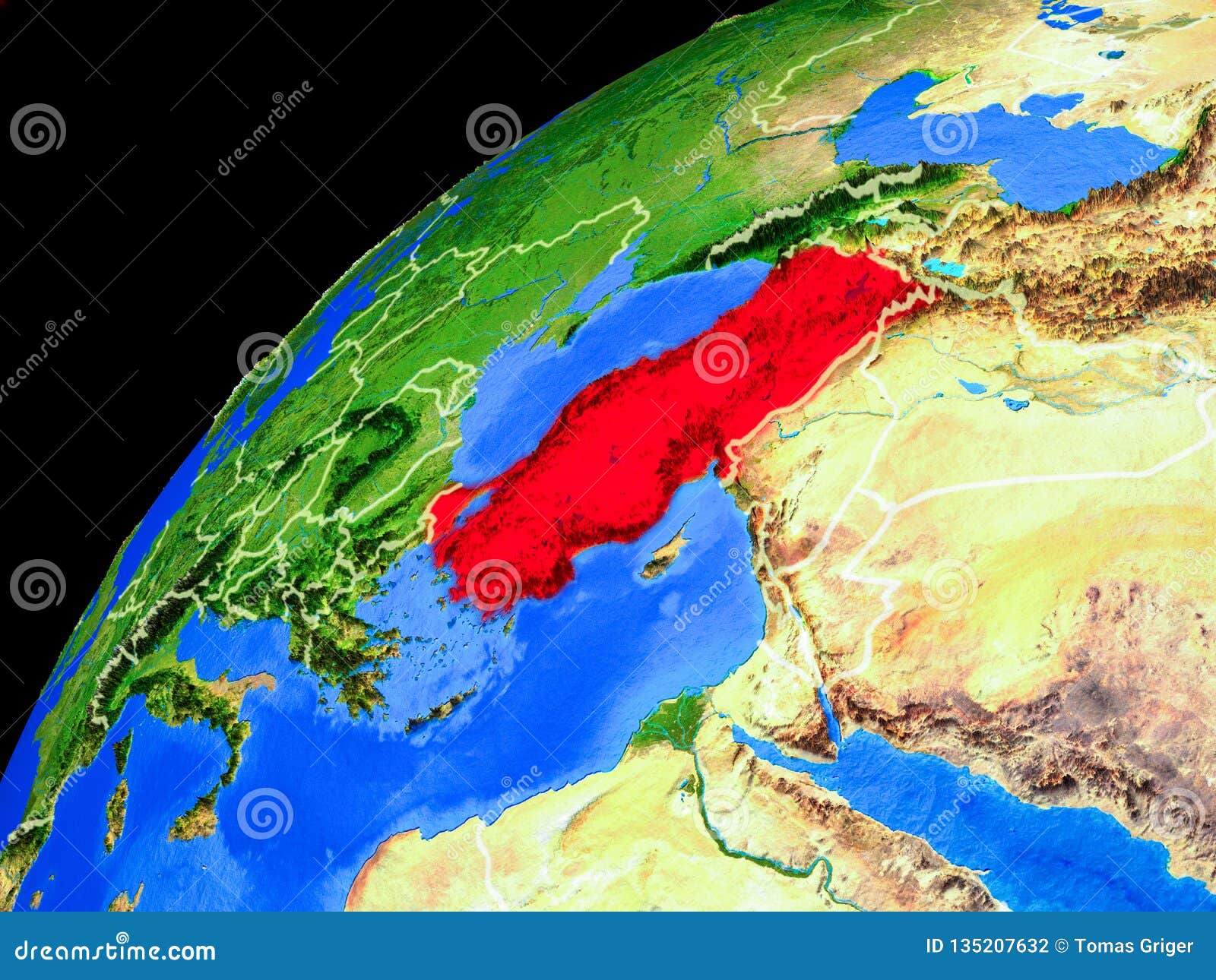 Turkey on Earth from space stock photo. Image of countries - 135207632