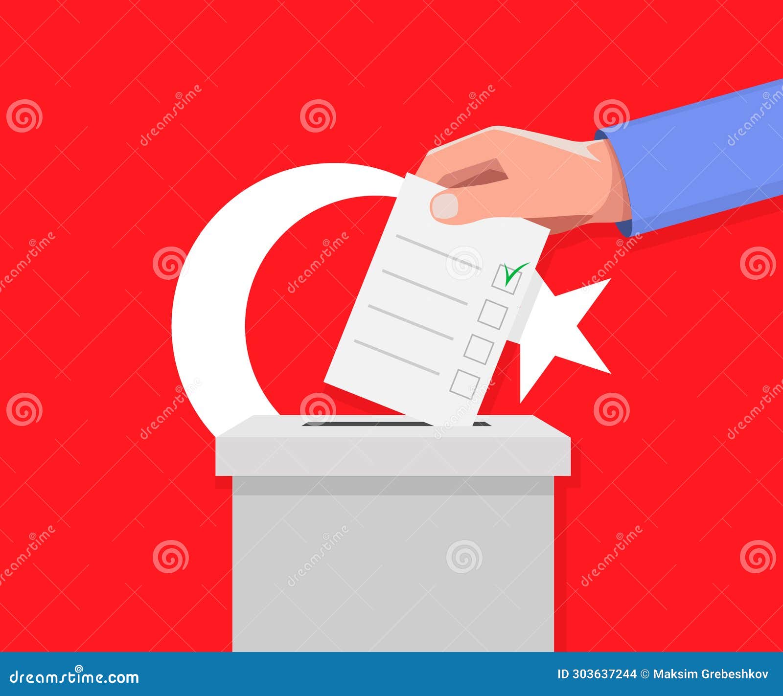 Turkey Election Concept. Hand Puts Vote Bulletin Stock Vector ...