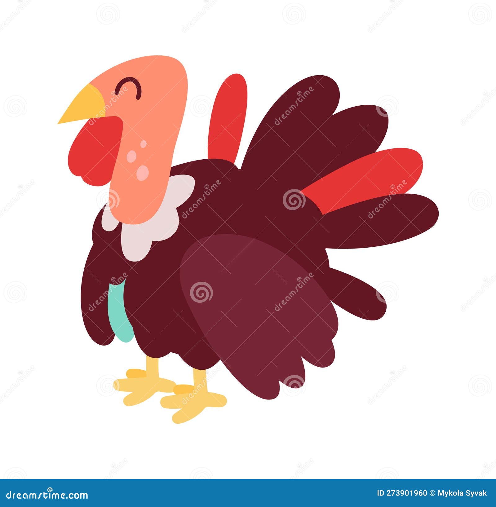 Turkey Farm Courtyard Flat Cartoon Vector Wild Animals Birds ...