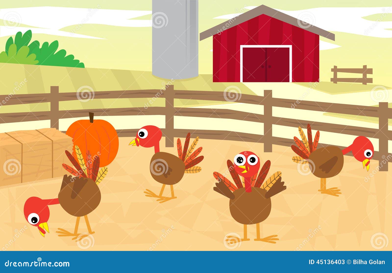 Turkey Farm Stock Vector - Image: 45136403