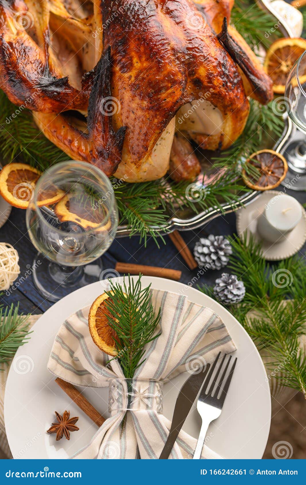 Turkey on the Festive Table, Served Table, Holiday and Recipes Stock ...