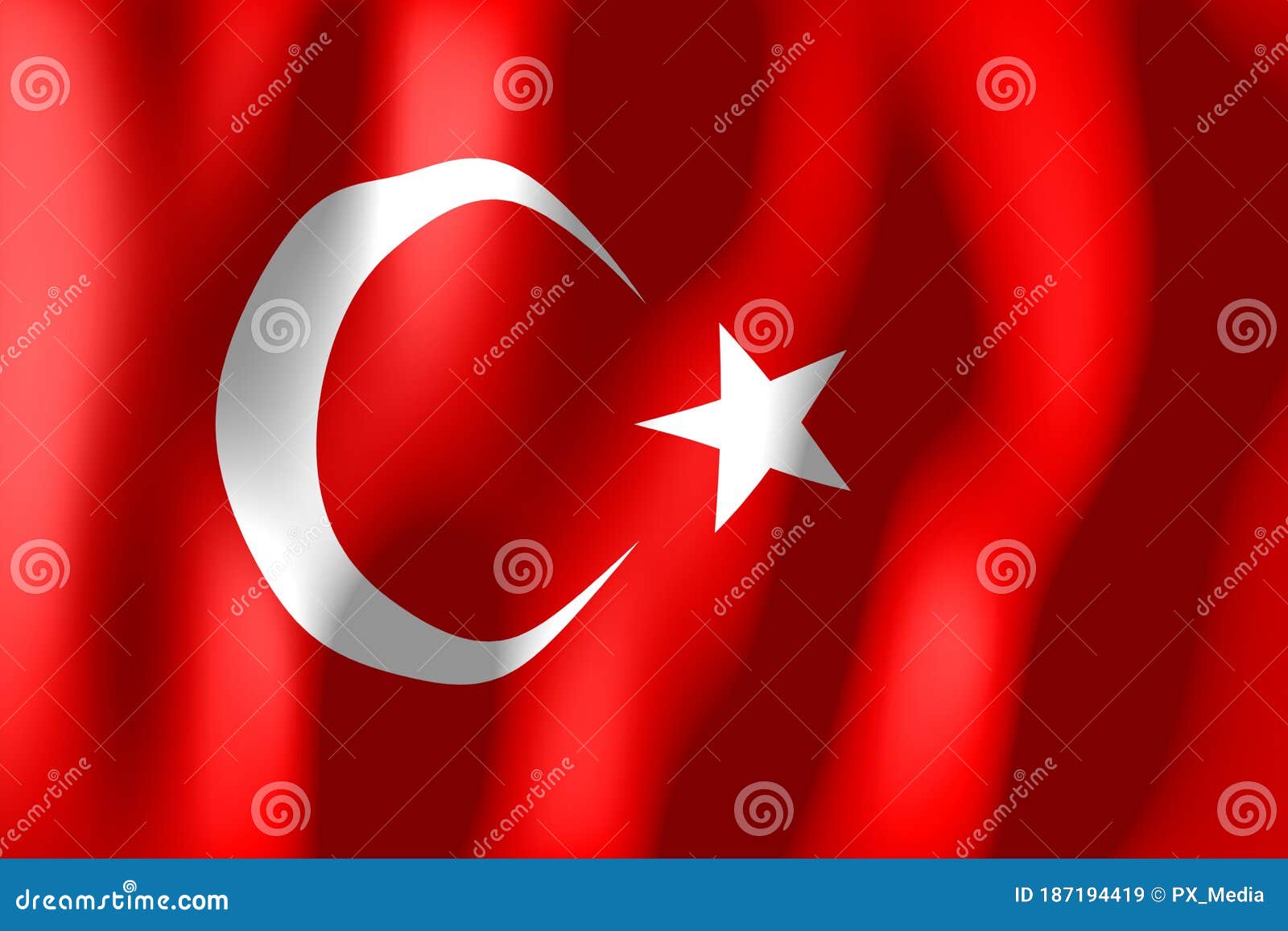 Turkey - Waving Flag - 3D Illustration Stock Illustration ...