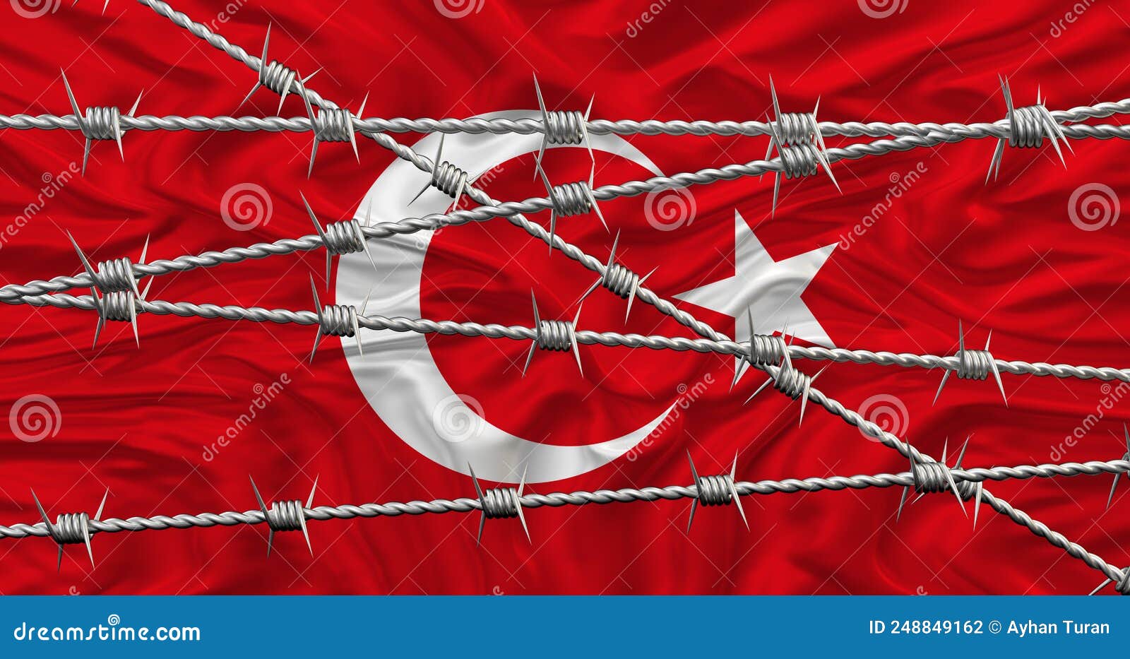 Turkey Flag and Barbed Wire Stock Photo - Image of flag, politics ...