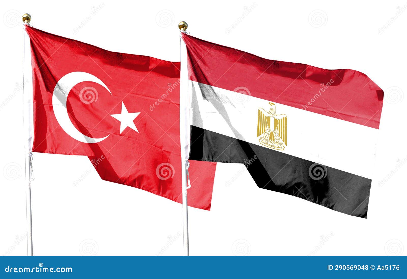 Turkey Flag and Egypt Flag on Cloudy Sky Stock Photo - Image of ...