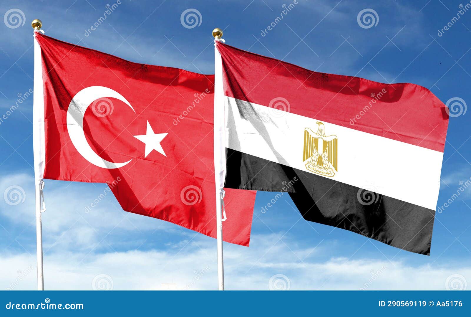 Turkey Flag and Egypt Flag on Cloudy Sky Stock Image - Image of flags ...