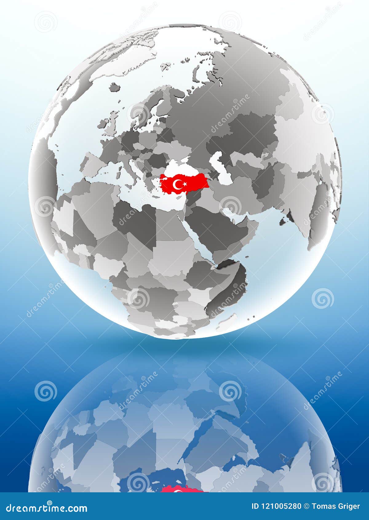 Turkey on political globe stock illustration. Illustration of world ...