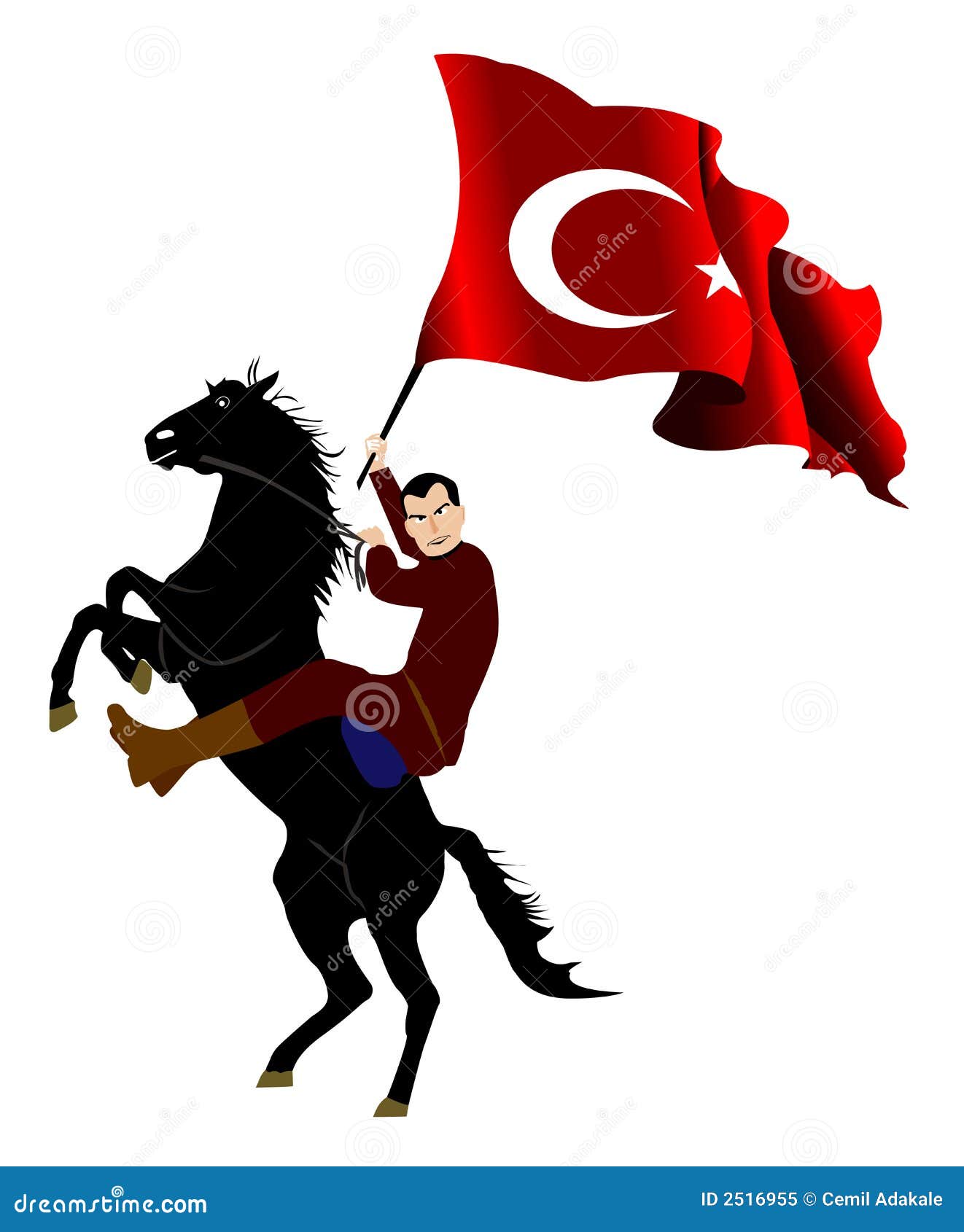 Turkey Flag and Horse&rider1 Stock Vector - Illustration of history ...