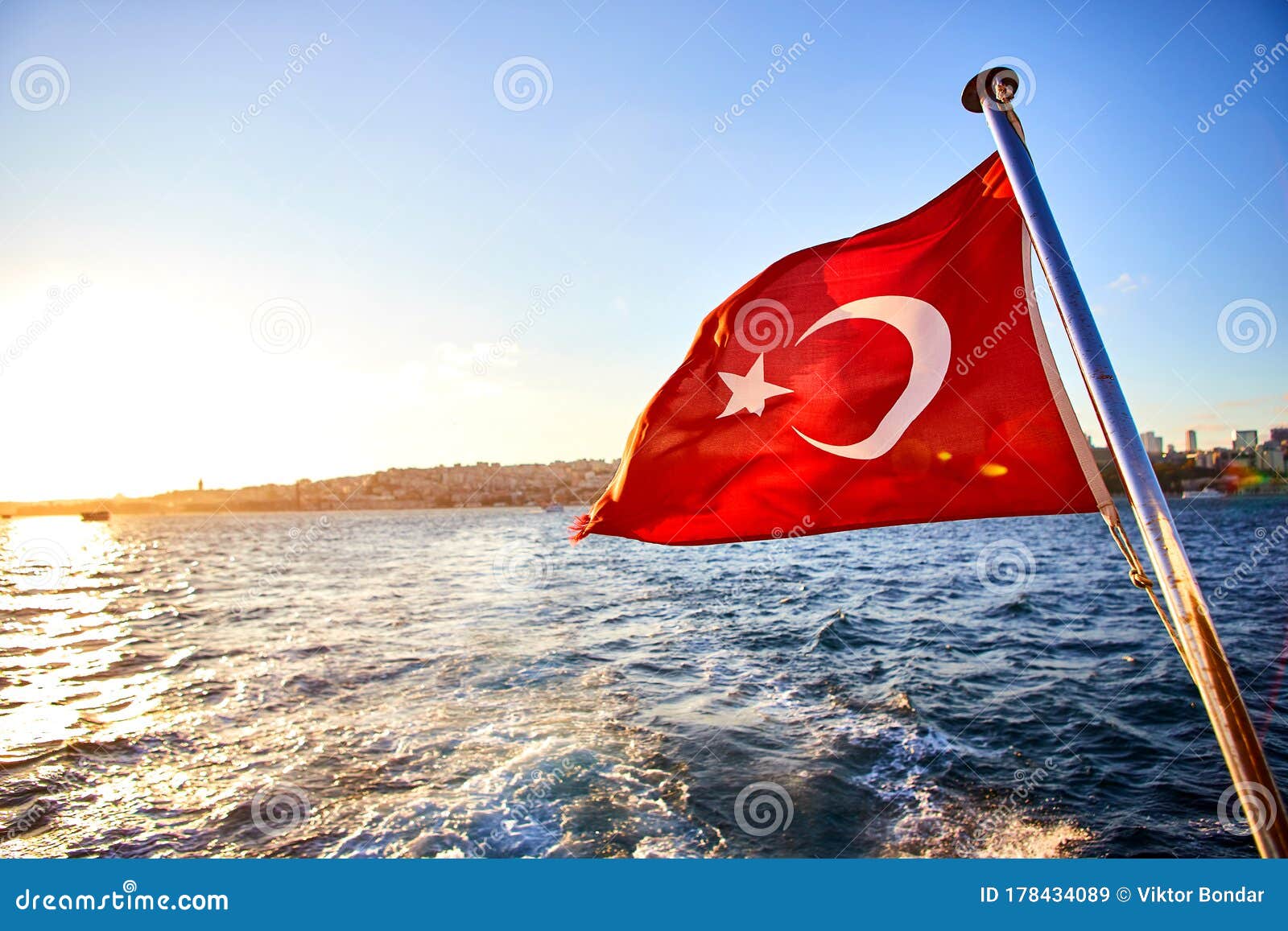 Turkey Flag and Istanbul View - Travel Background Stock Image - Image ...