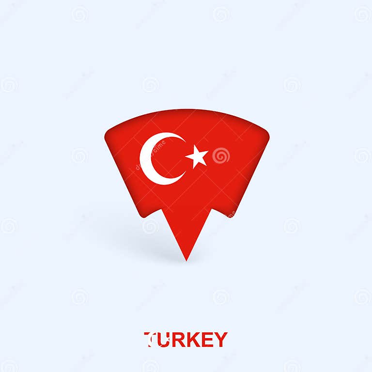 Turkey Flag Map Pointer Design with Shadow Stock Illustration ...