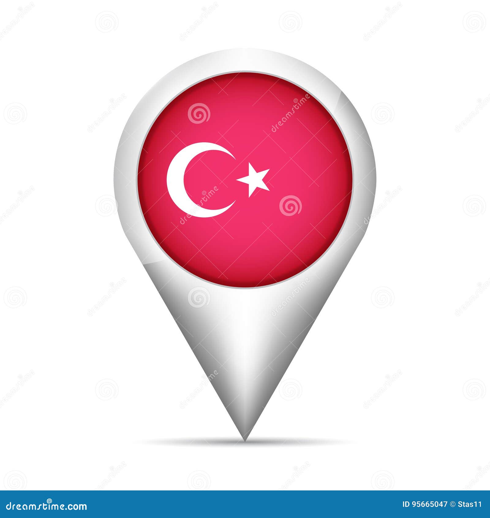 Turkey Flag Map Pointer with Shadow. Vector Illustration Stock ...