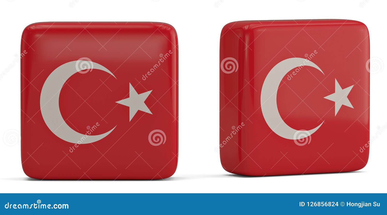 Turkey Flag Square Symbol Isolated on White Background. 3D Illus Stock ...