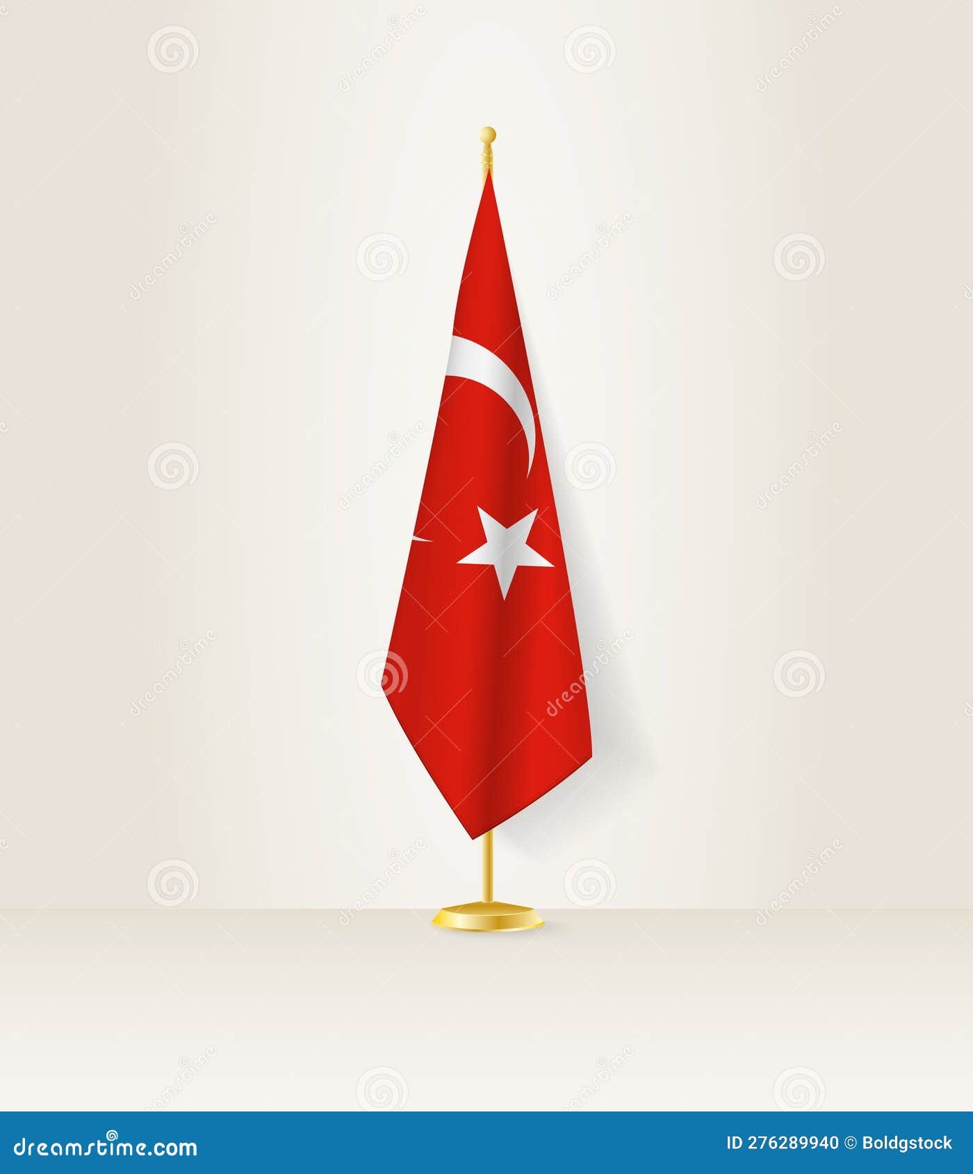 Turkey Flag on a Flag Stand Stock Vector - Illustration of wave ...