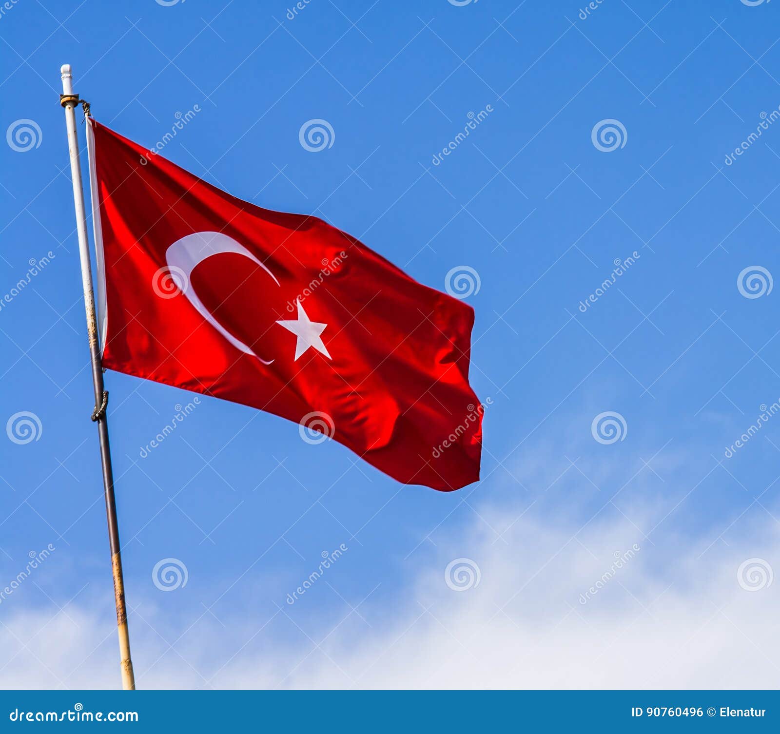 Turkey Flag Waving in the Blue Sky Stock Photo - Image of color, party ...