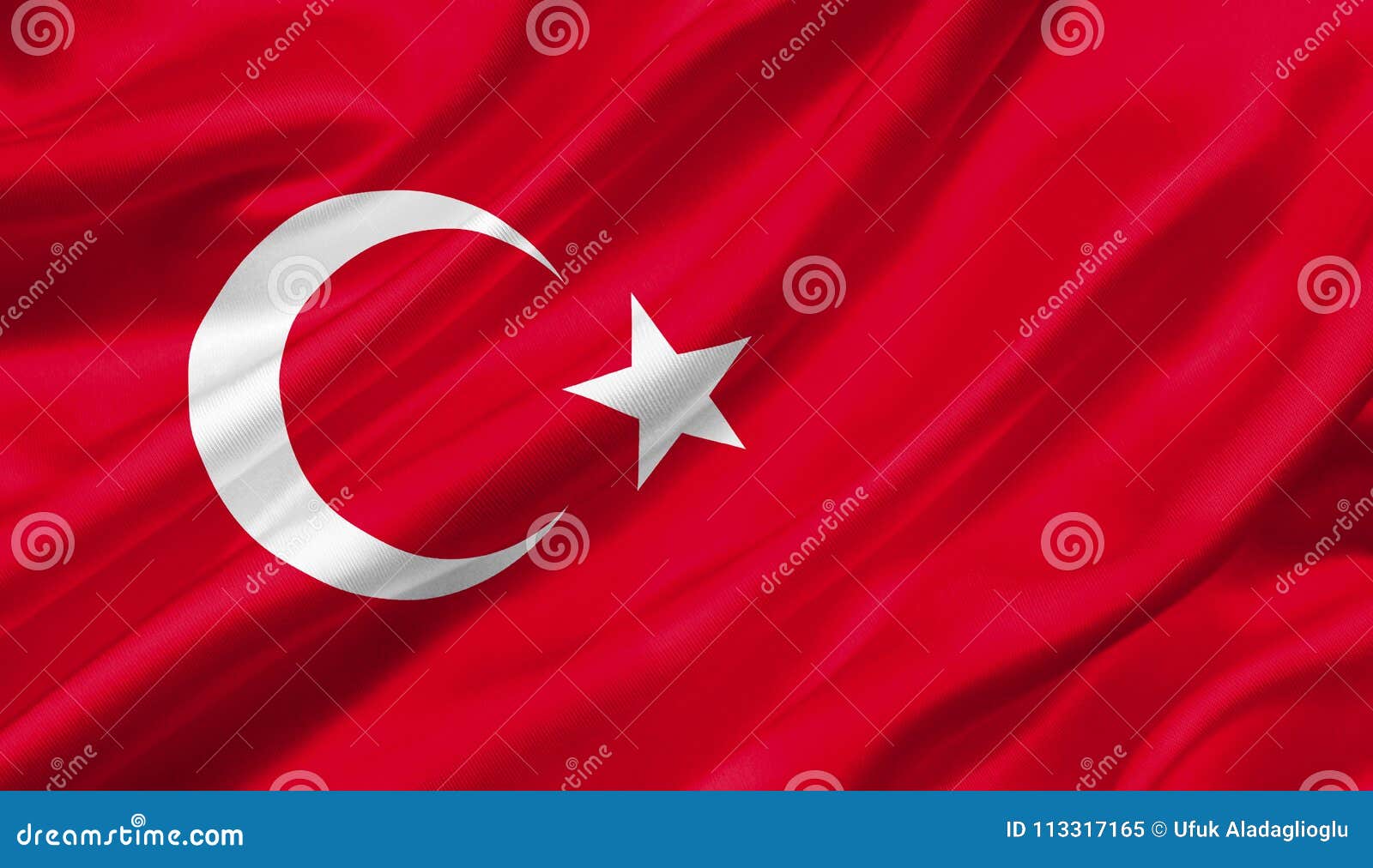 Turkey Flag Waving with the Wind, 3D Illustration. Stock Illustration ...