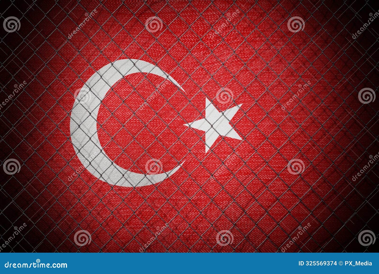 Turkey Flag and Wire Mesh Fence Stock Illustration - Illustration of ...